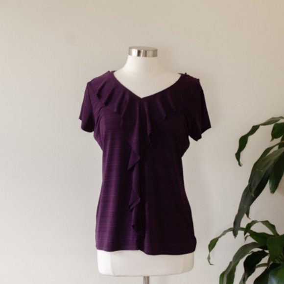 Vintage Suzie | Tops | Vintage Suzie Purple Ruffle Top | Poshmark